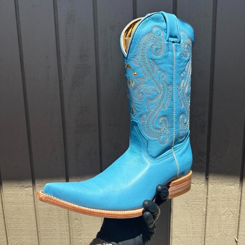 #2 - Natural Baby Blue Ostrich Boot, Model G0208 - Gem